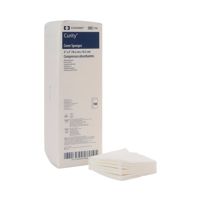 Curity Cover Sponges, Non-Sterile, 4-Ply Gauze Dressings, 4 in x 4 in ...
