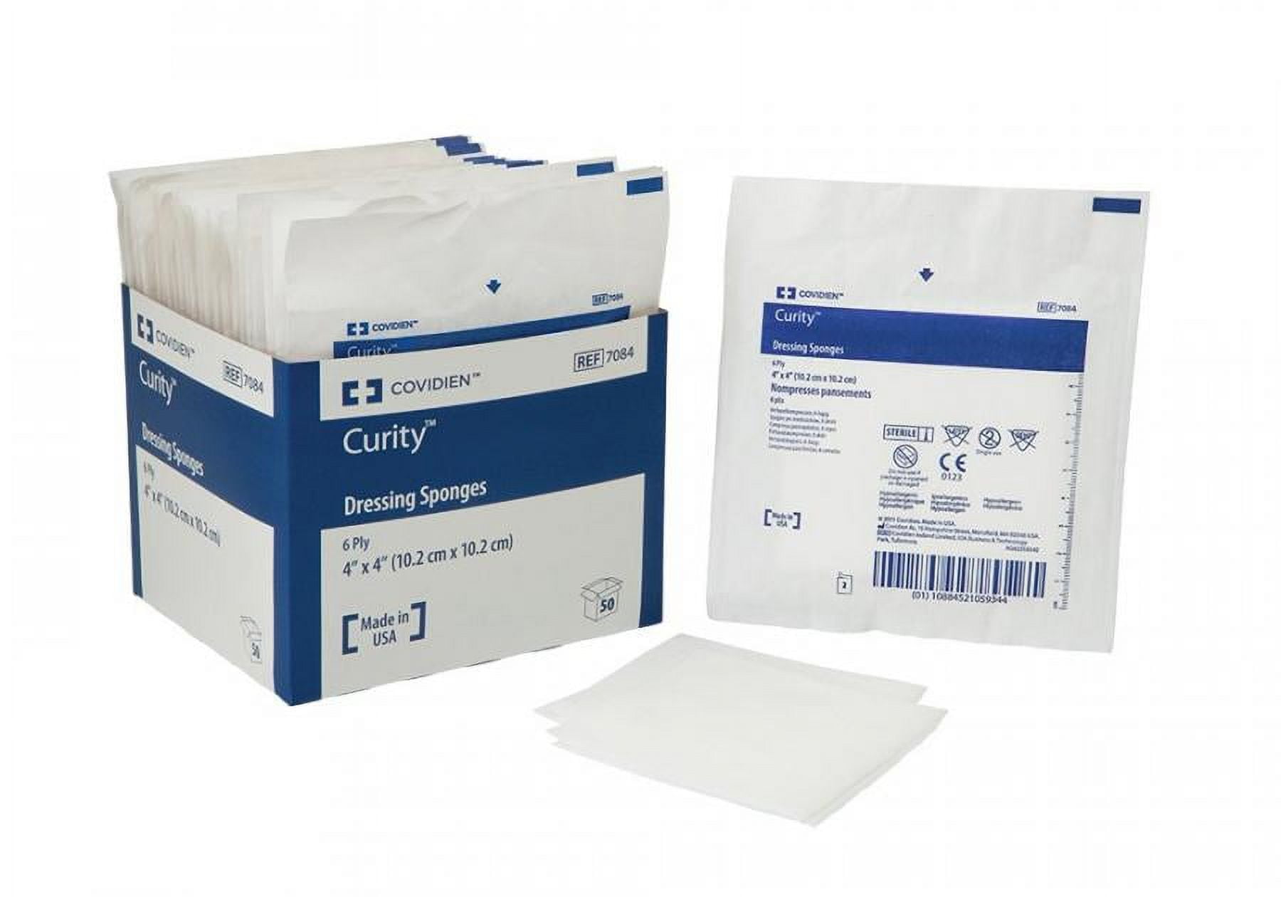 Curity Dressing Sponges, 4 x 4 Inch, 6-Ply, White, Polyester/Rayon ...