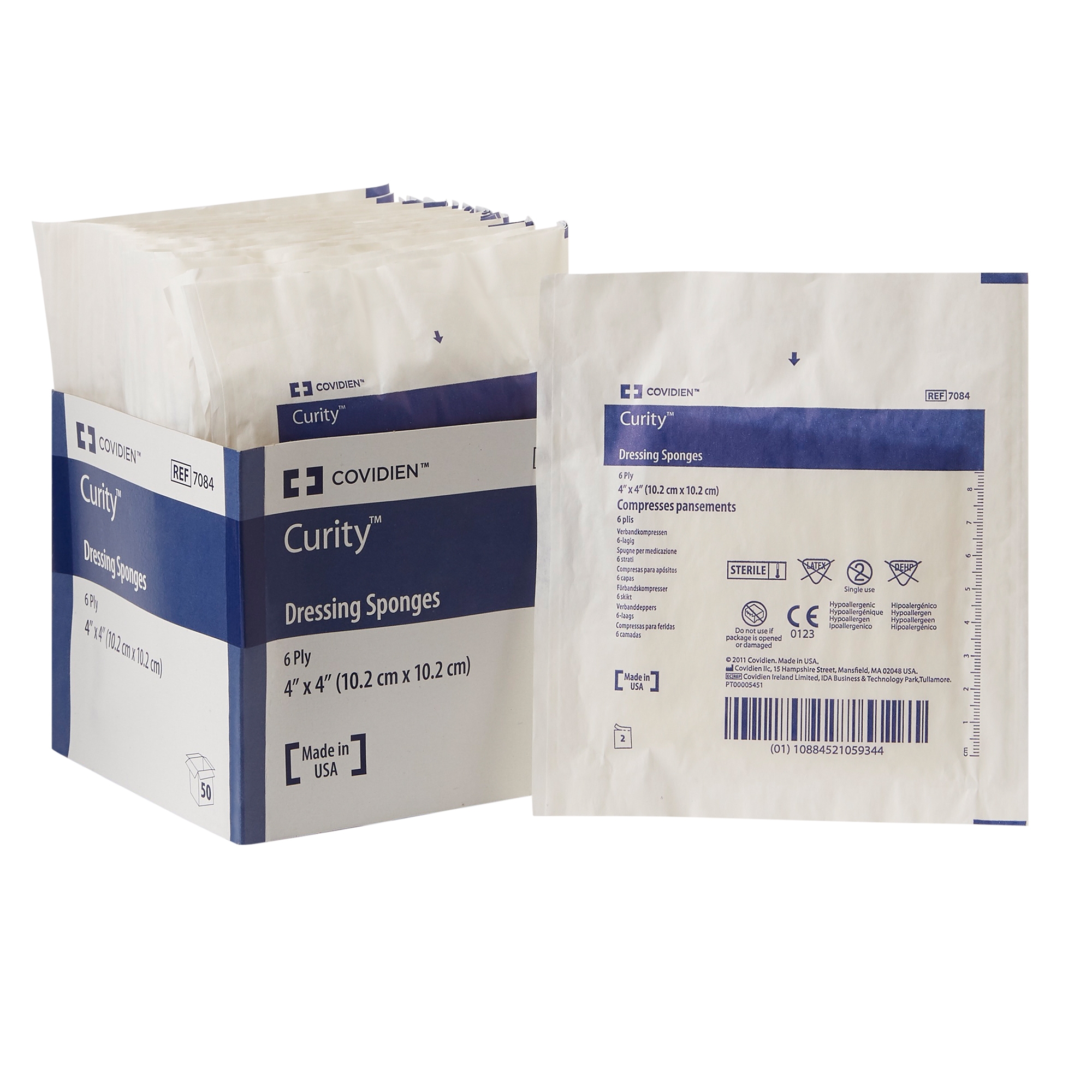 Curity Dressing Sponges, Sterile, 6-Ply Gauze Dressing, 4 in x 4 in, 2 ...