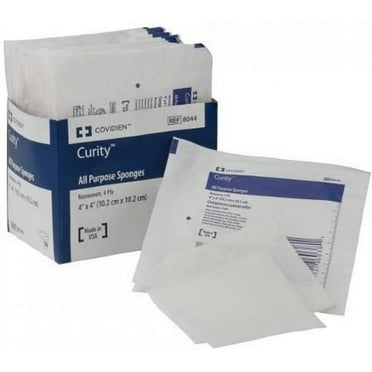 Curity Drain Sponge Gauze 4'' X 4'' Square, Sterile, Box of 50, 6 Pack ...
