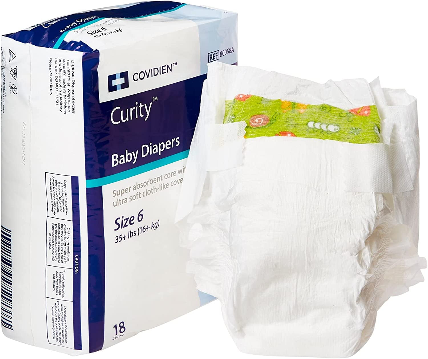 Curity Unisex Baby Diapers, Wings, Size 6, 2X-Large Over 35 lbs package ...
