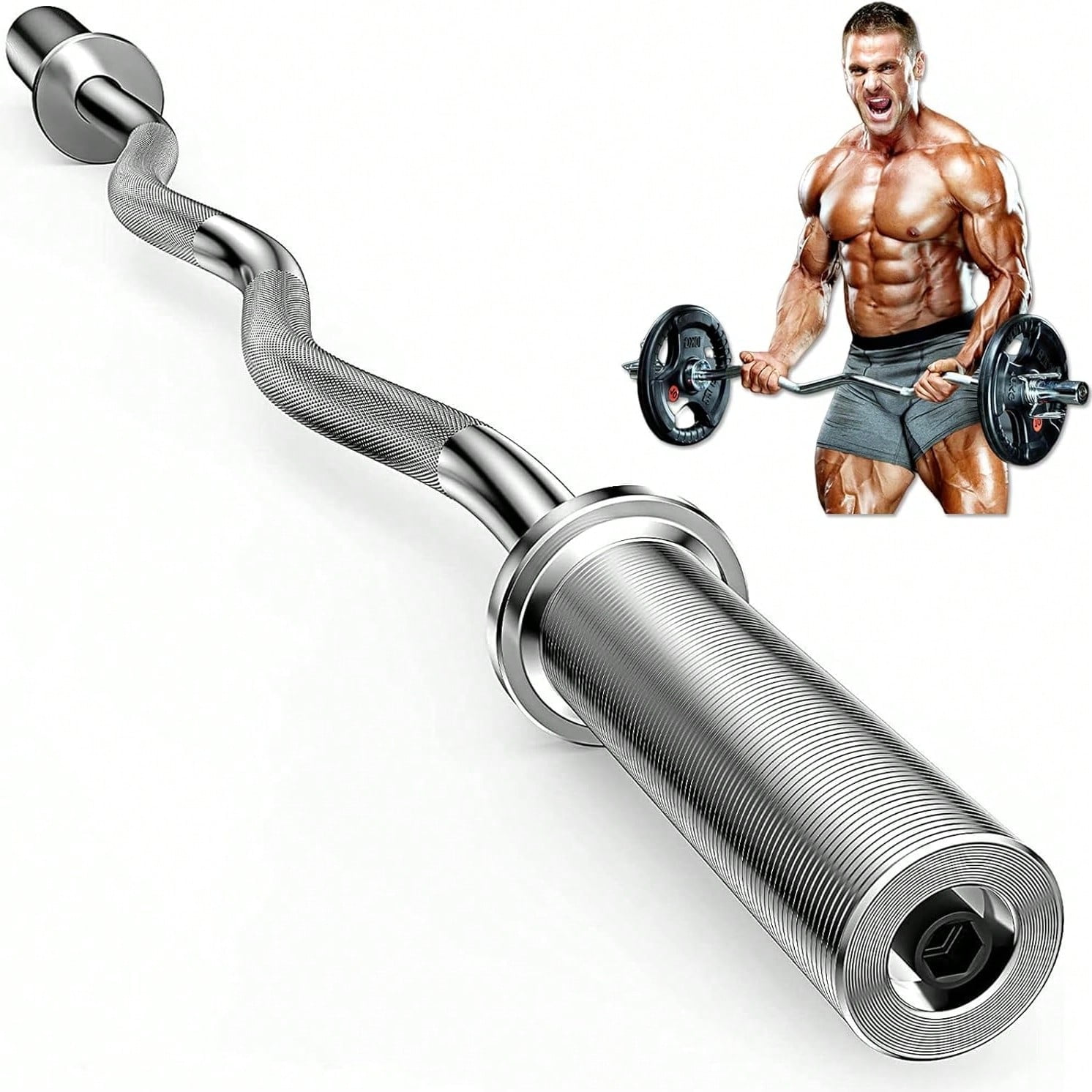 Curl Barbell Bar, 47" EZ Curl Bar For Weight Lifting, Biceps, Triceps ...