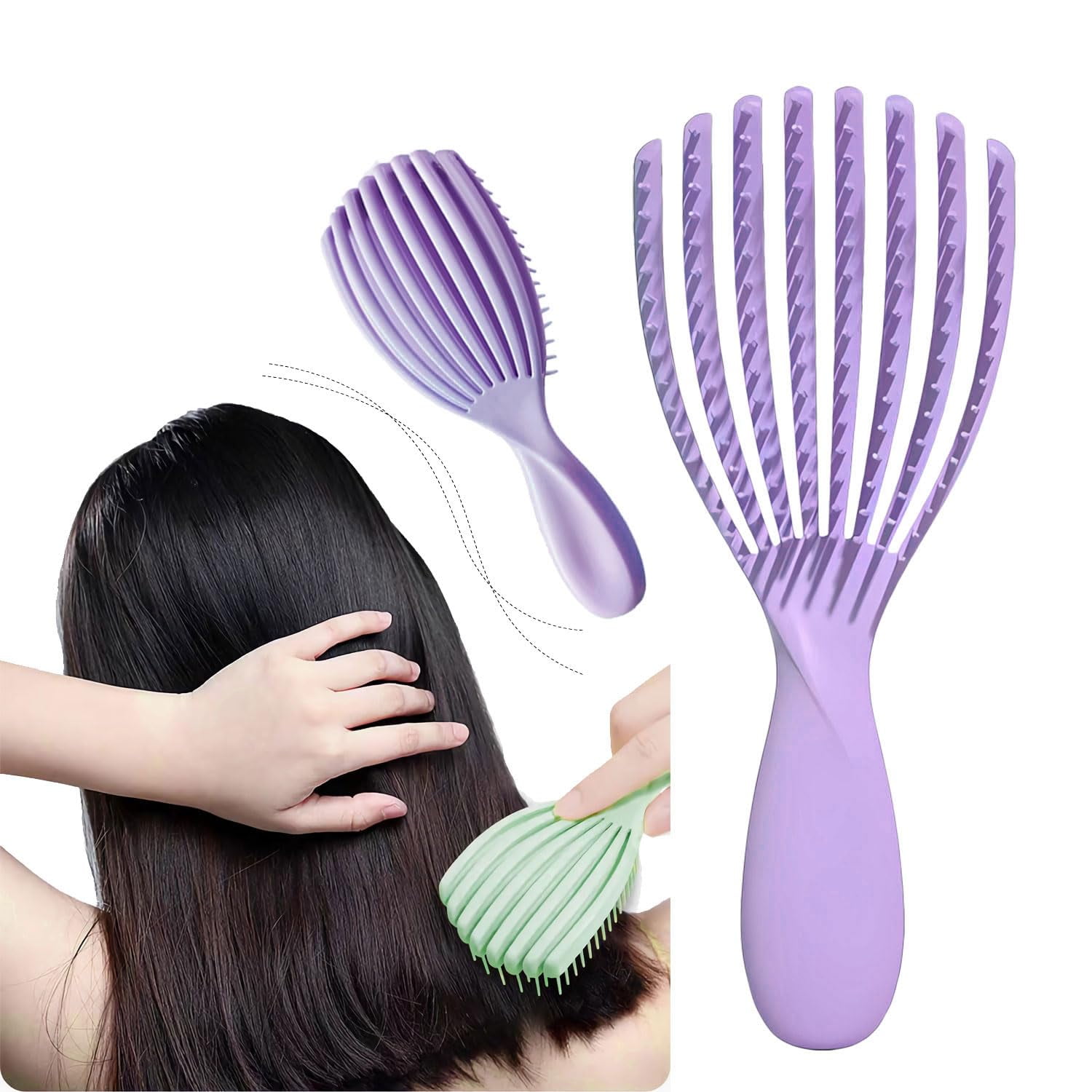 Curl Defining Brush For Wet Dry Curl Hair 2 PCS Detangling Brush Curl Detangler Hair Brush Brush ...