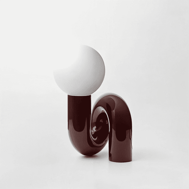 Curl Lamp 16-inch 1-Light Contemporary Neotonic Table Lamp with Maroon ...