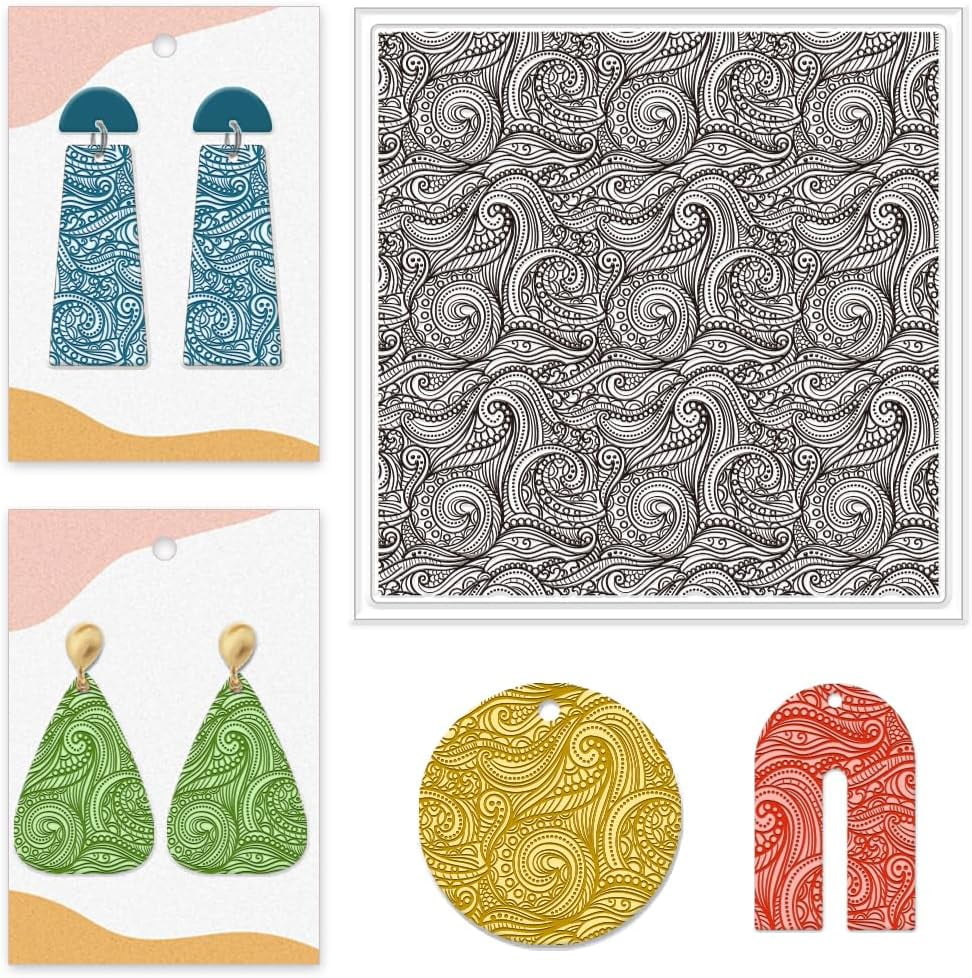 Curl Wave Silicone Texture Stamp Sheet Mat Background DIY Clay Texture ...