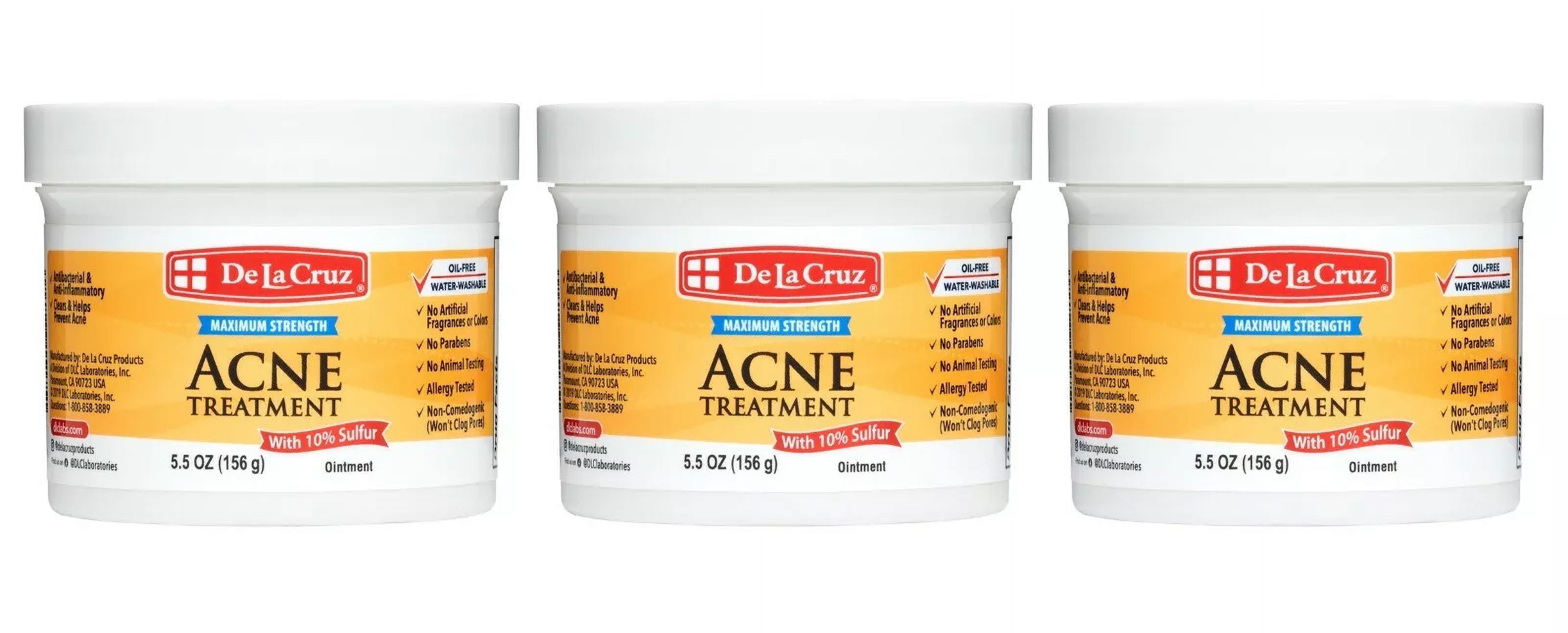 CurlIQ De La Cruz 10% Sulfur Ointment Acne Medication, 3 JUMBO JARS 5.5 ...