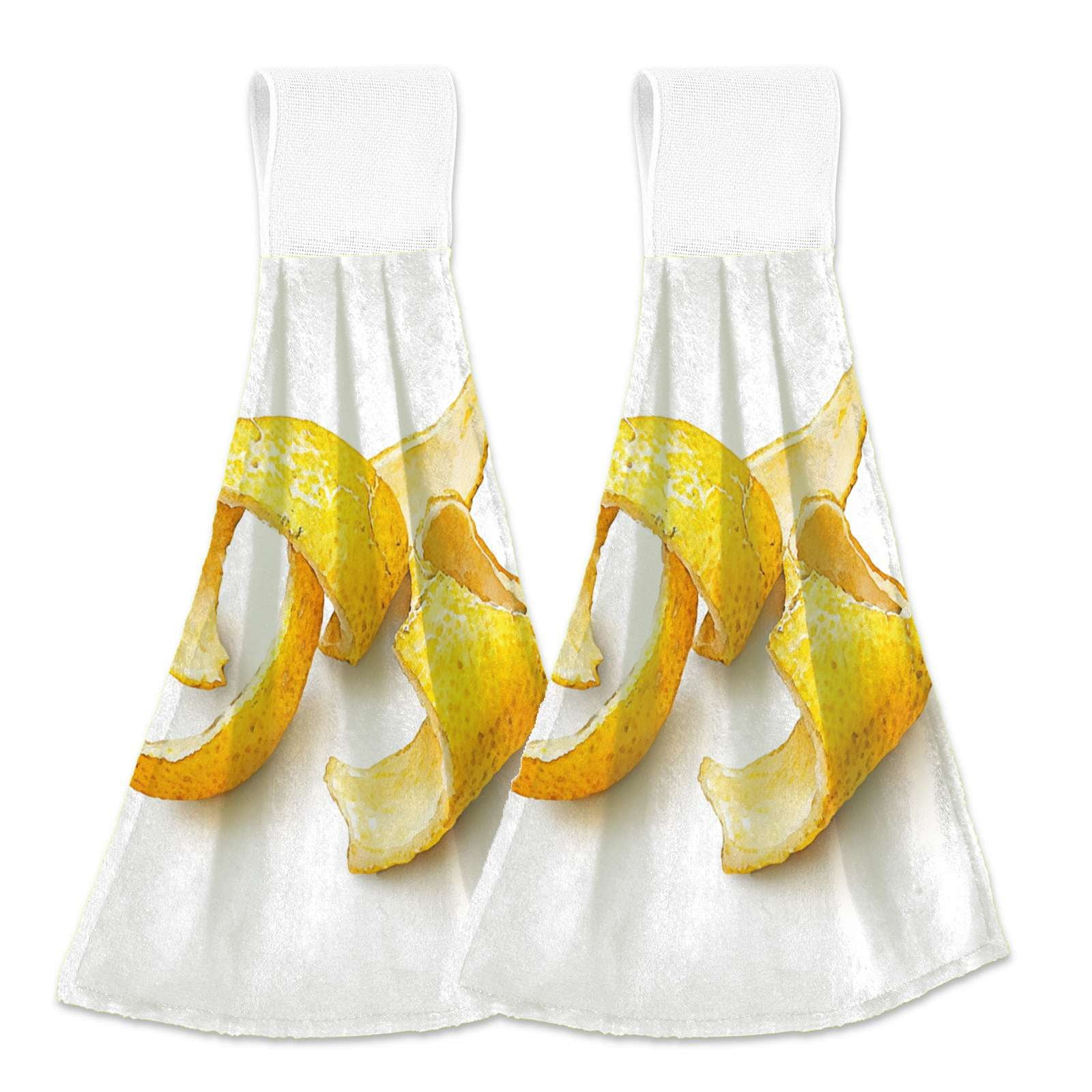 Curled Lemon Peel Hanging Kitchen Hand Towels Sets with Loop Hand ...