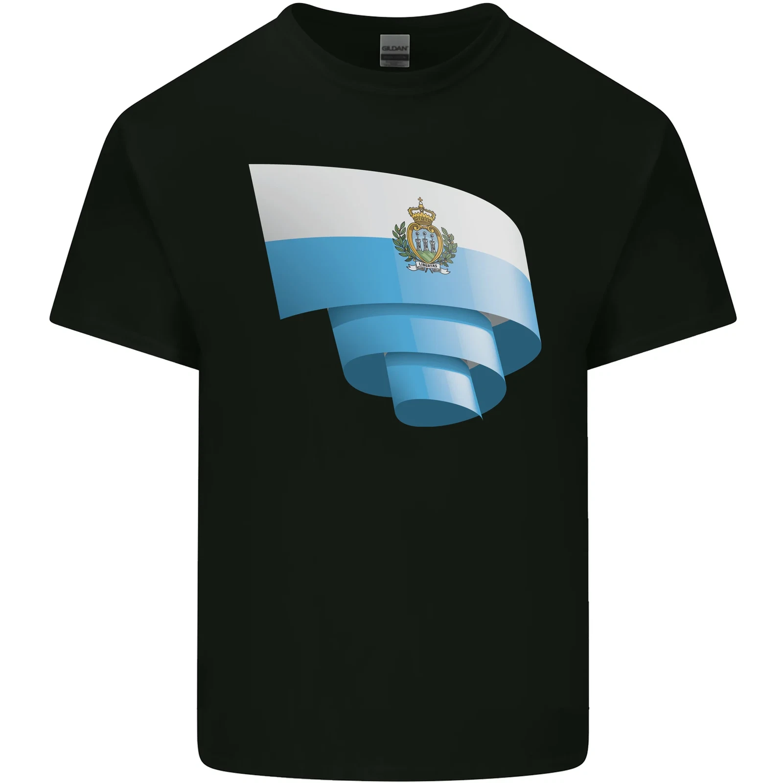 Curled San Marino Flag For Sammarinese National Pride Day Unisex T ...