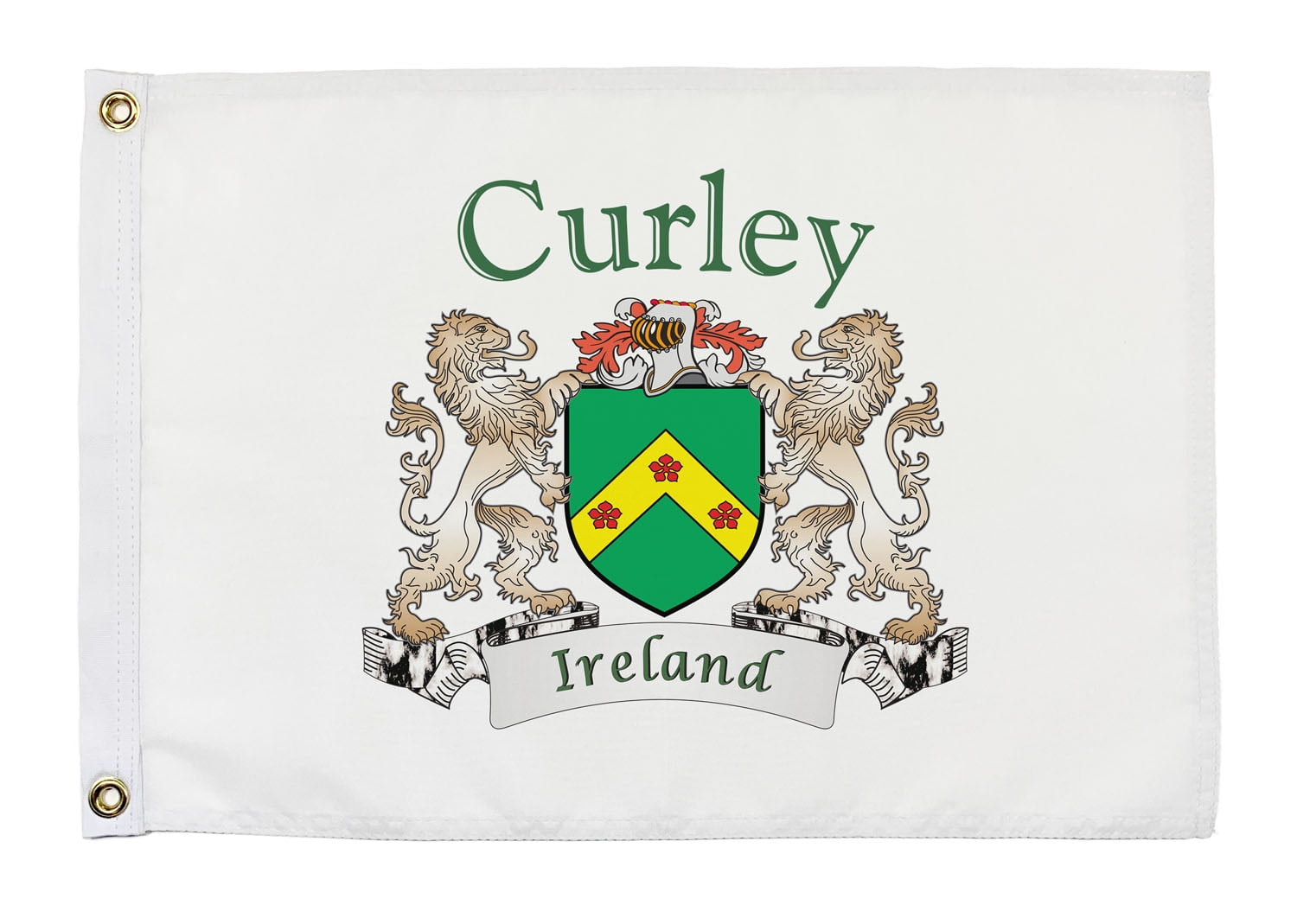 Curley Irish Coat of Arms Small White Flag - 16"x10.5" inches - Walmart.com