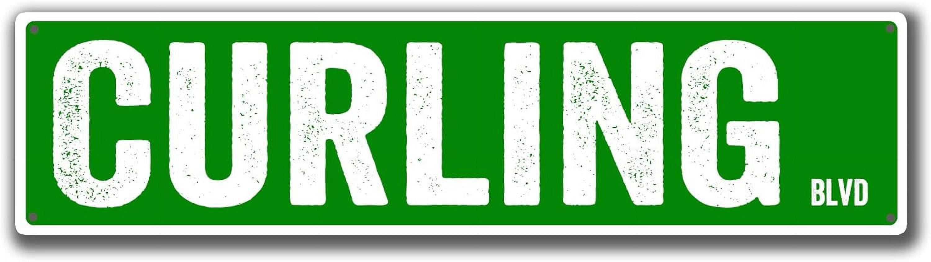 Curling Blvd Metal Tin Sign Road Garage Living Room Bathroom Garden ...