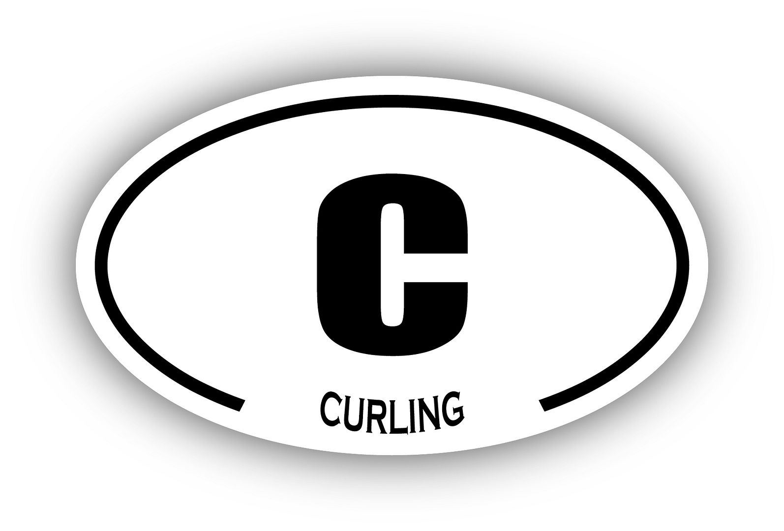 Curling C Oval Bumper Sticker 3M Vinyl Decal 3 in x 5 in - Walmart.com