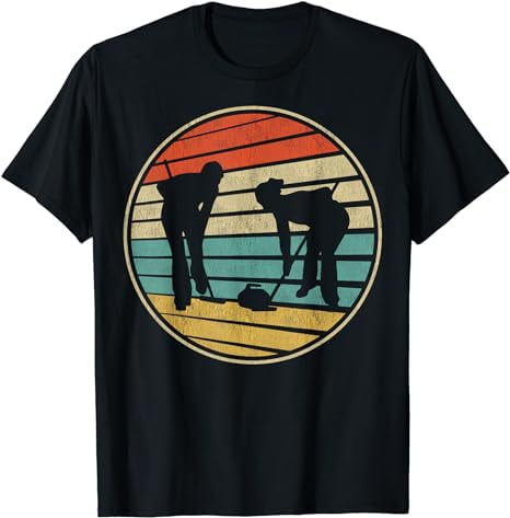 Curling Game Retro Vintage 70s 80s Curling Player Men Women T-Shirt ...