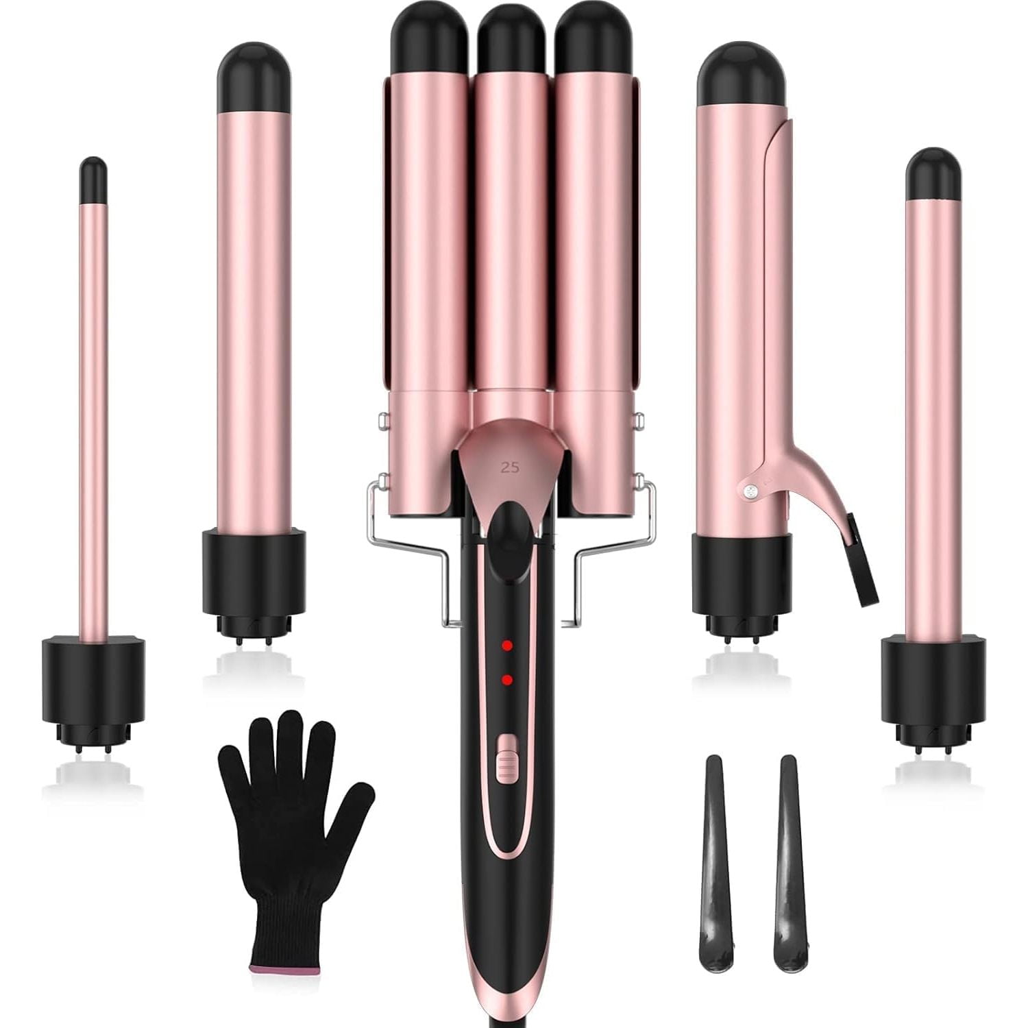 Curling Iron, 6 in 1 Curling Wand Set with Hair Straightener Brush ...