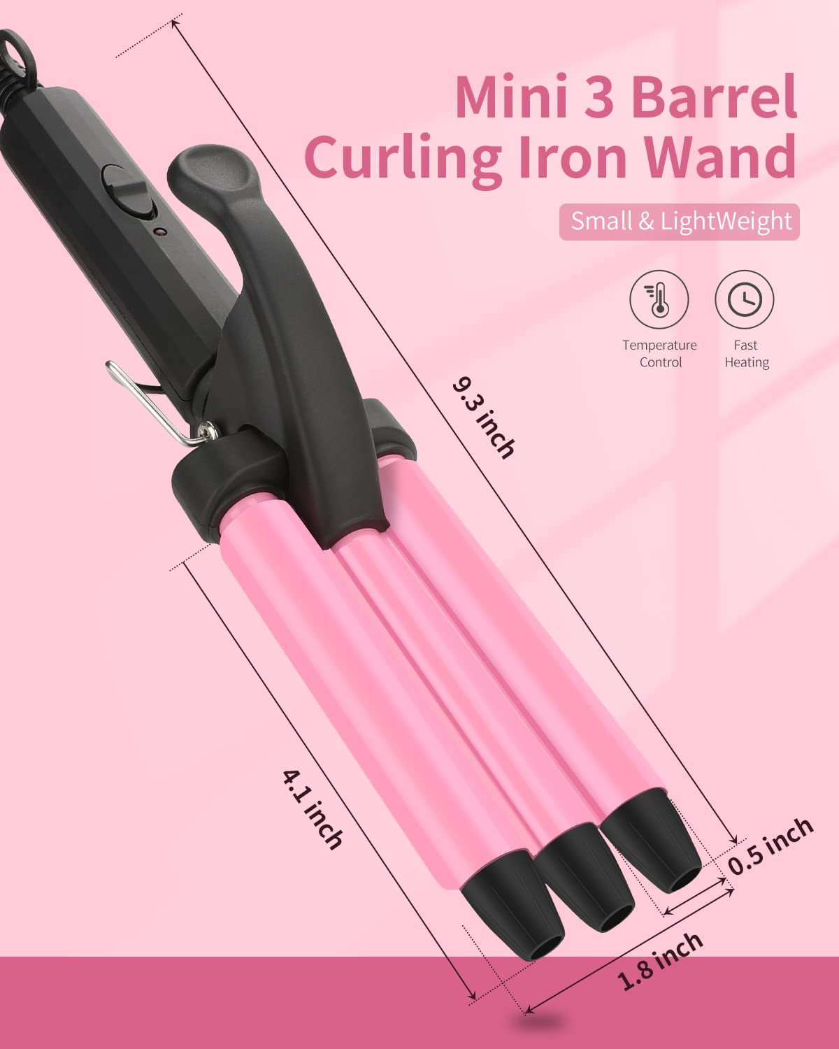 Curling Iron, Hair Crimper, Mini 3 Barrel Curling Iron, Dual Voltage Three Barrel Hair Waver ...