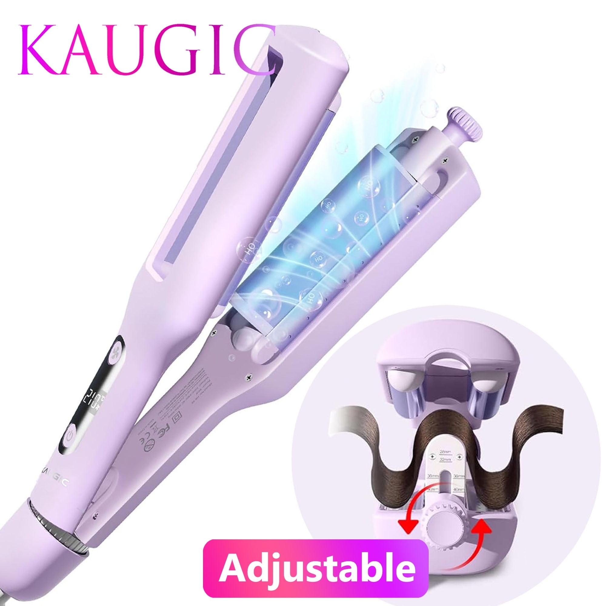 Curling Iron Hair Crimper Waver - KAUGIC Beach Waves Curling Wand ...