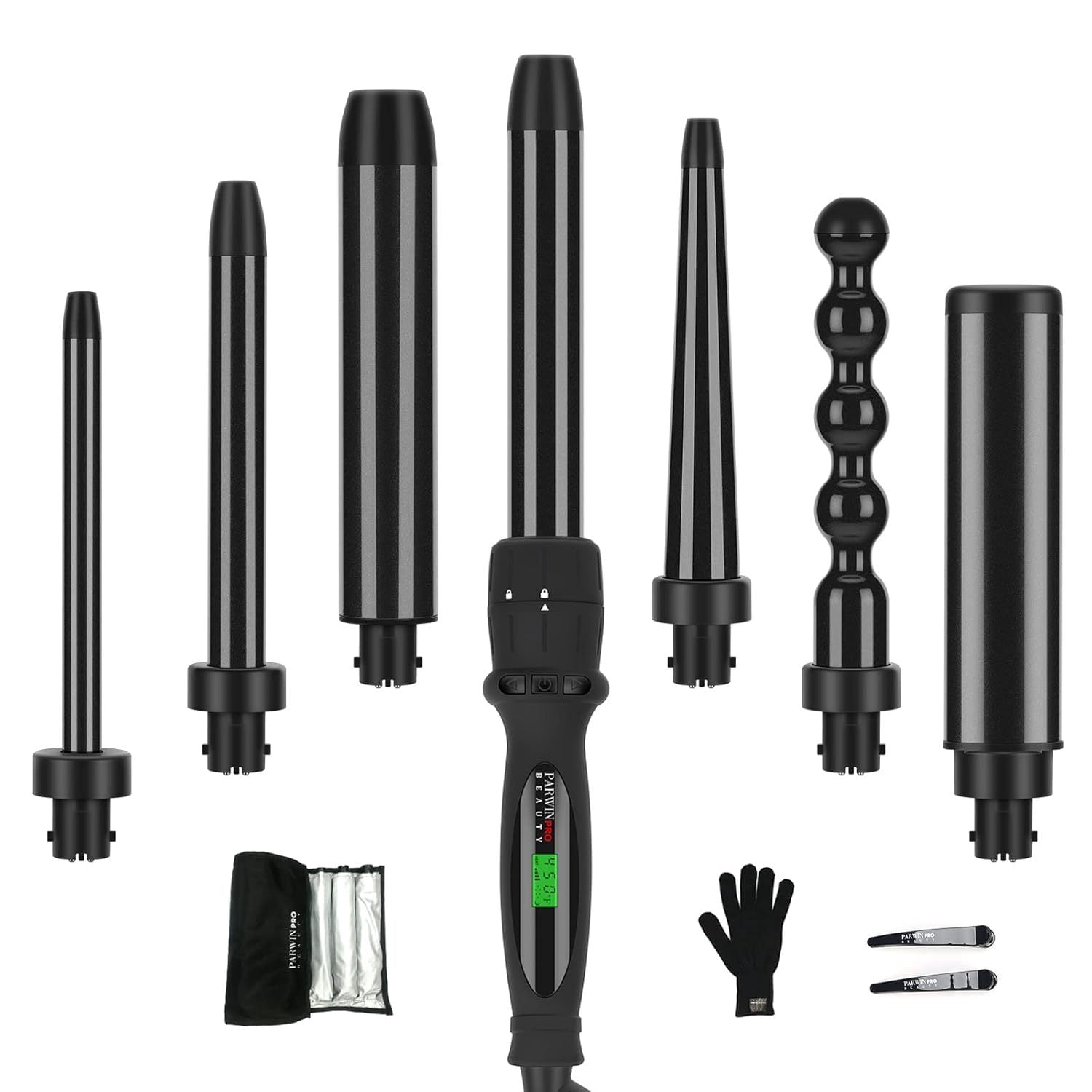 Curling Iron,LMHF 7 in 1 Curling Wand Set with 7 Interchangeable ...