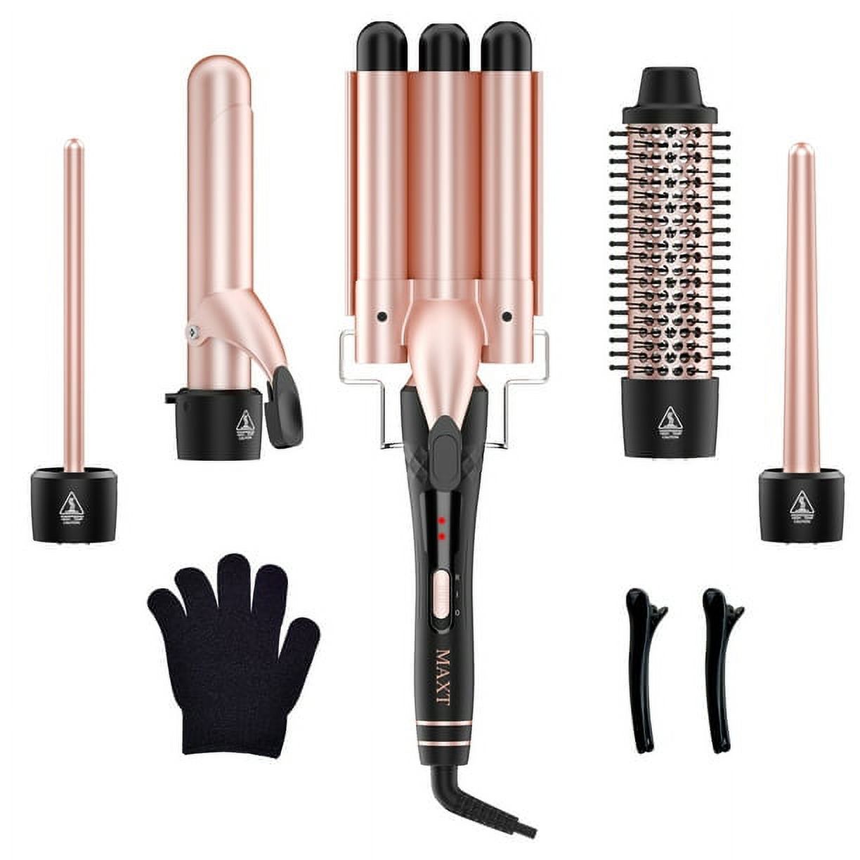 USTAR 5 in 1 Ceramic Curling Iron Wand Set with 5 Interchangeable ...