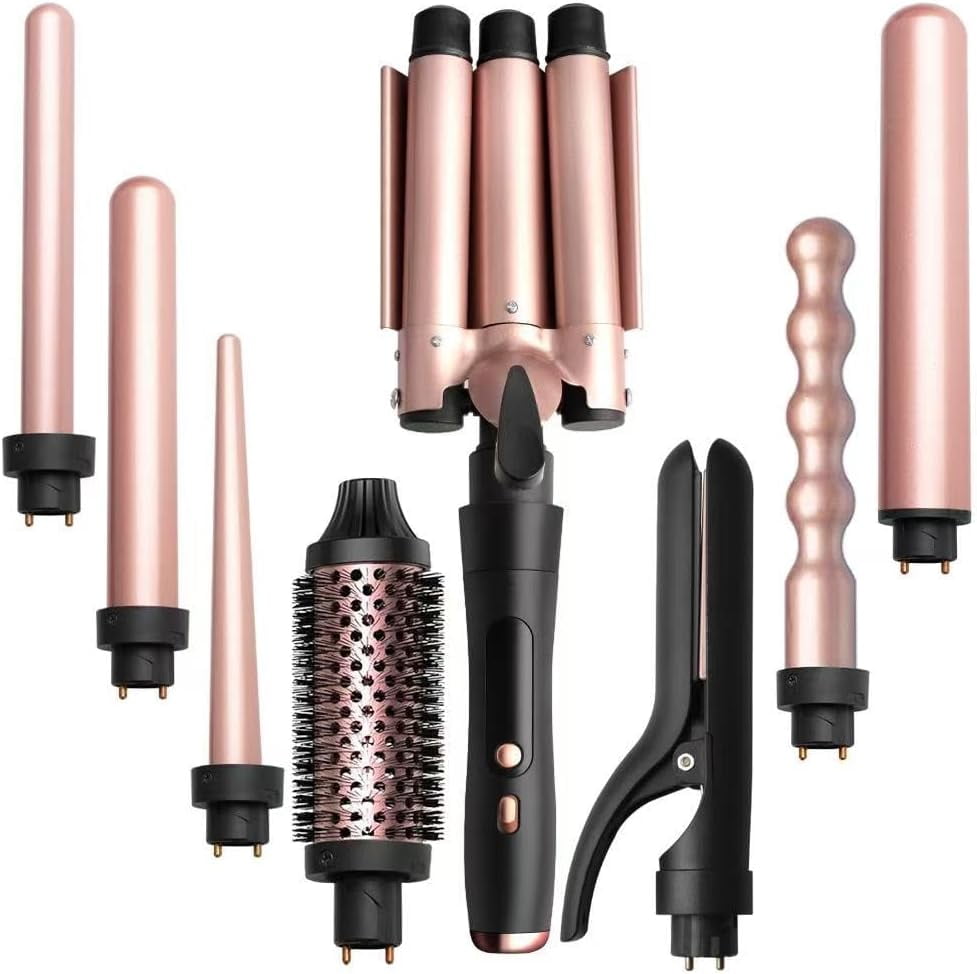 Curling Iron Wand, 8 in 1 Curling Wand Set,with Flat Iron Hair ...