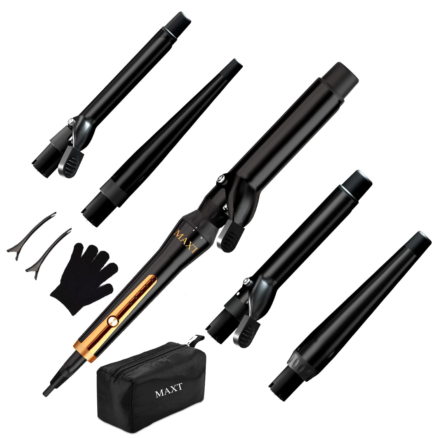 Curling Irons, MAXT 5 in 1 Curling Wands, Metal Handle 0.5-1.25 Inch 5 ...