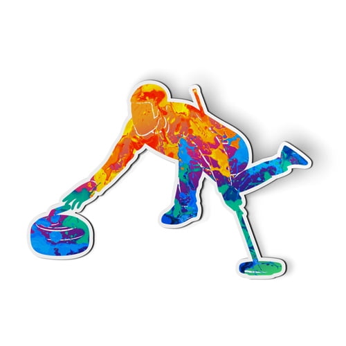 Curling Player with Stone - 5" Magnet for Car Locker Refrigerator ...