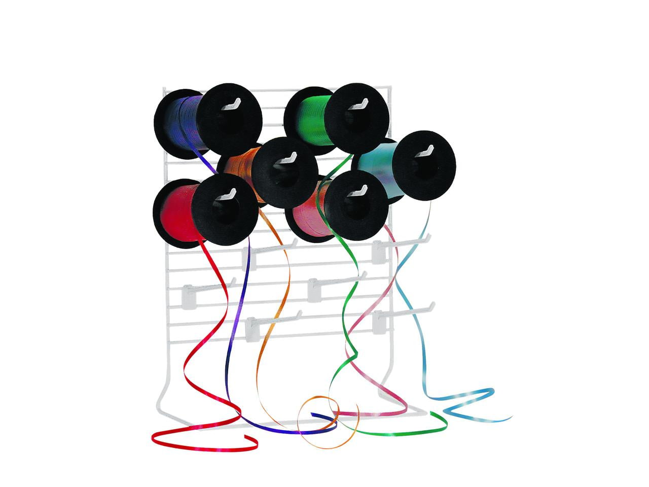 SSWBasics White Ribbon Organizer/Dispenser and 12 Hooks - Premium ...