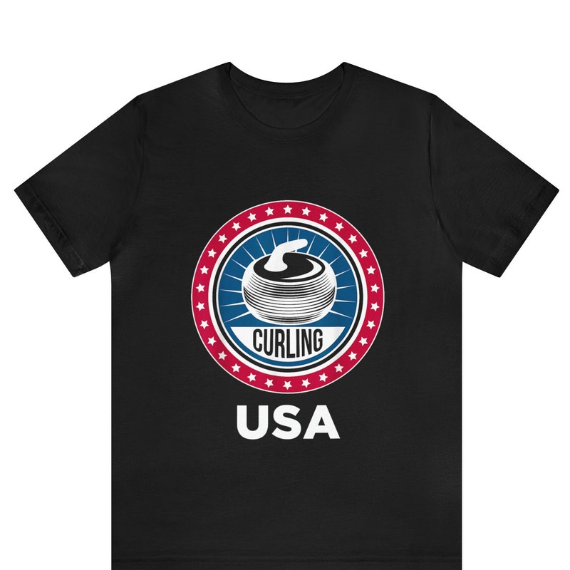 Curling USA Flag Winter Sport Team Fan Graphic Novelty Apparel Tee,for ...