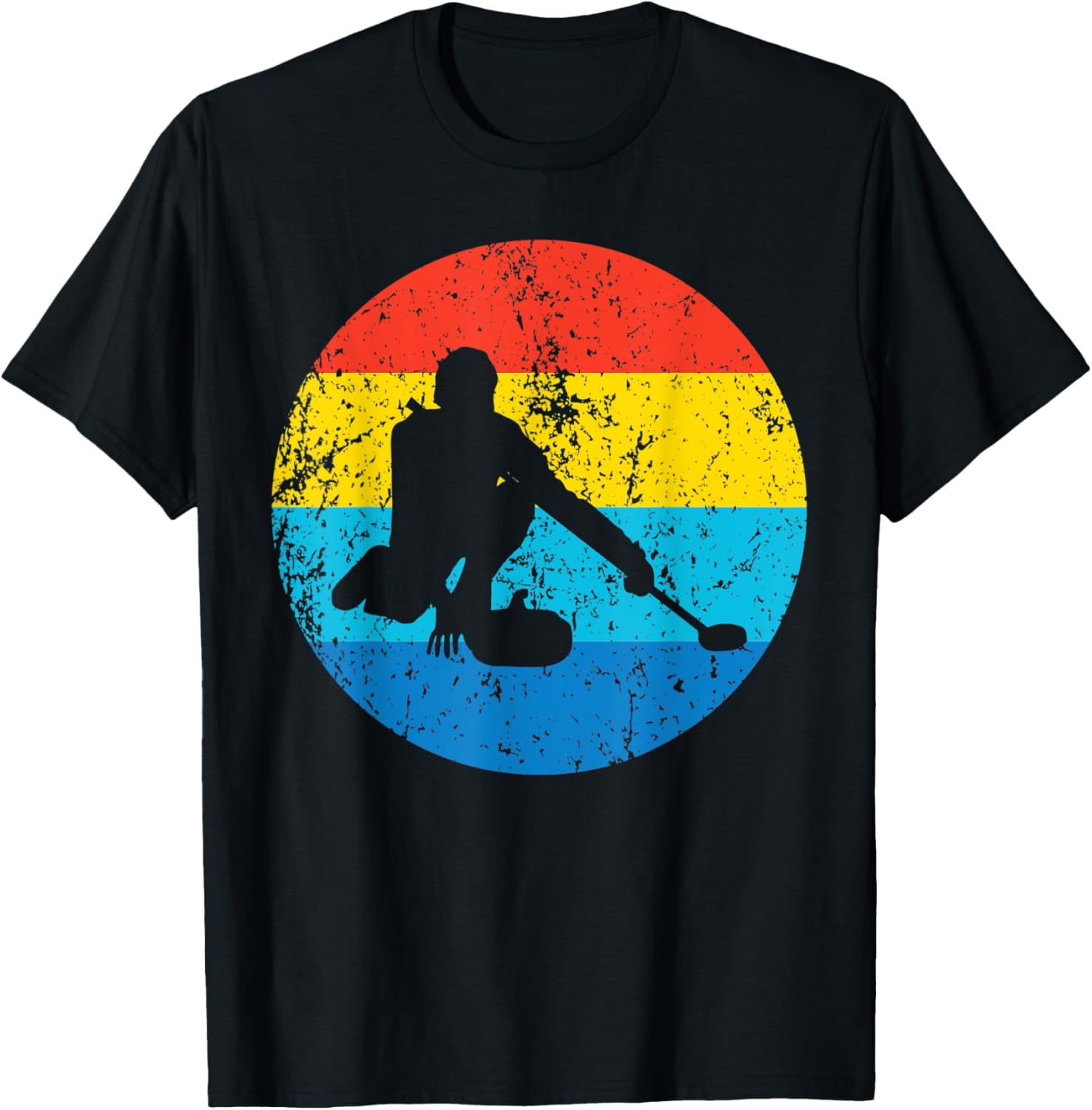 Curling Vintage Curler Retro 1970's Style Circle T-Shirt men and women ...