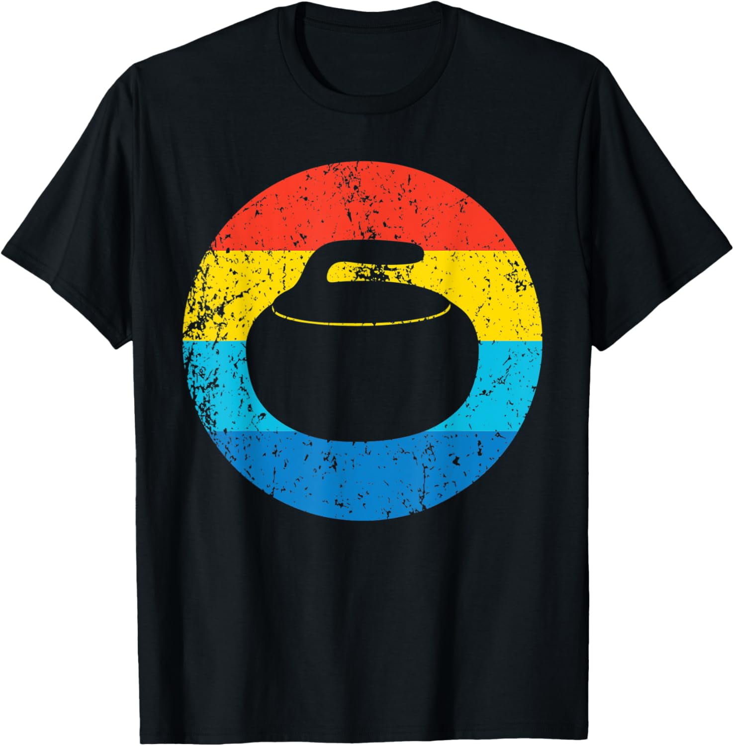 Curling Vintage Curling Stone Retro 1970's Style Circle T-Shirt men and ...