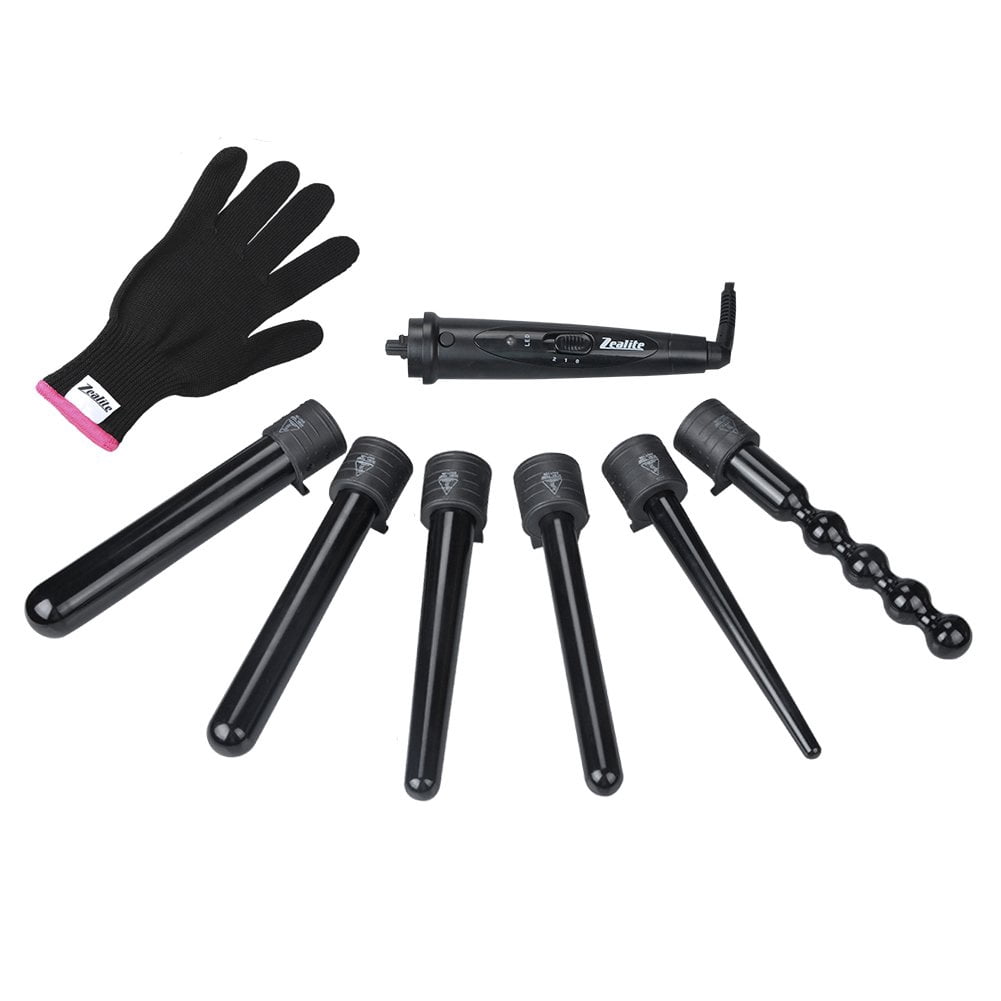 Curling Wand Set, Zealite Curling Iron Set Interchangeable Ceramic ...