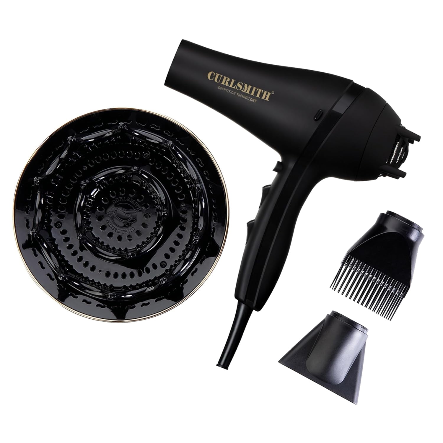 Curlsmith Defrizz Hair Dryer - for Curly w/Extra Large 8" Diffuser Fast ...
