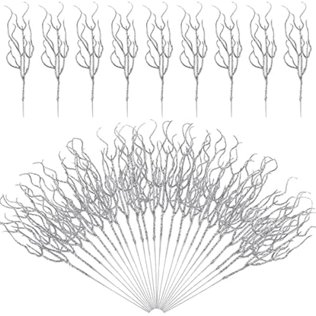 Curly Artificial Christmas Stems Glitter Christmas Tree Filler Branches ...