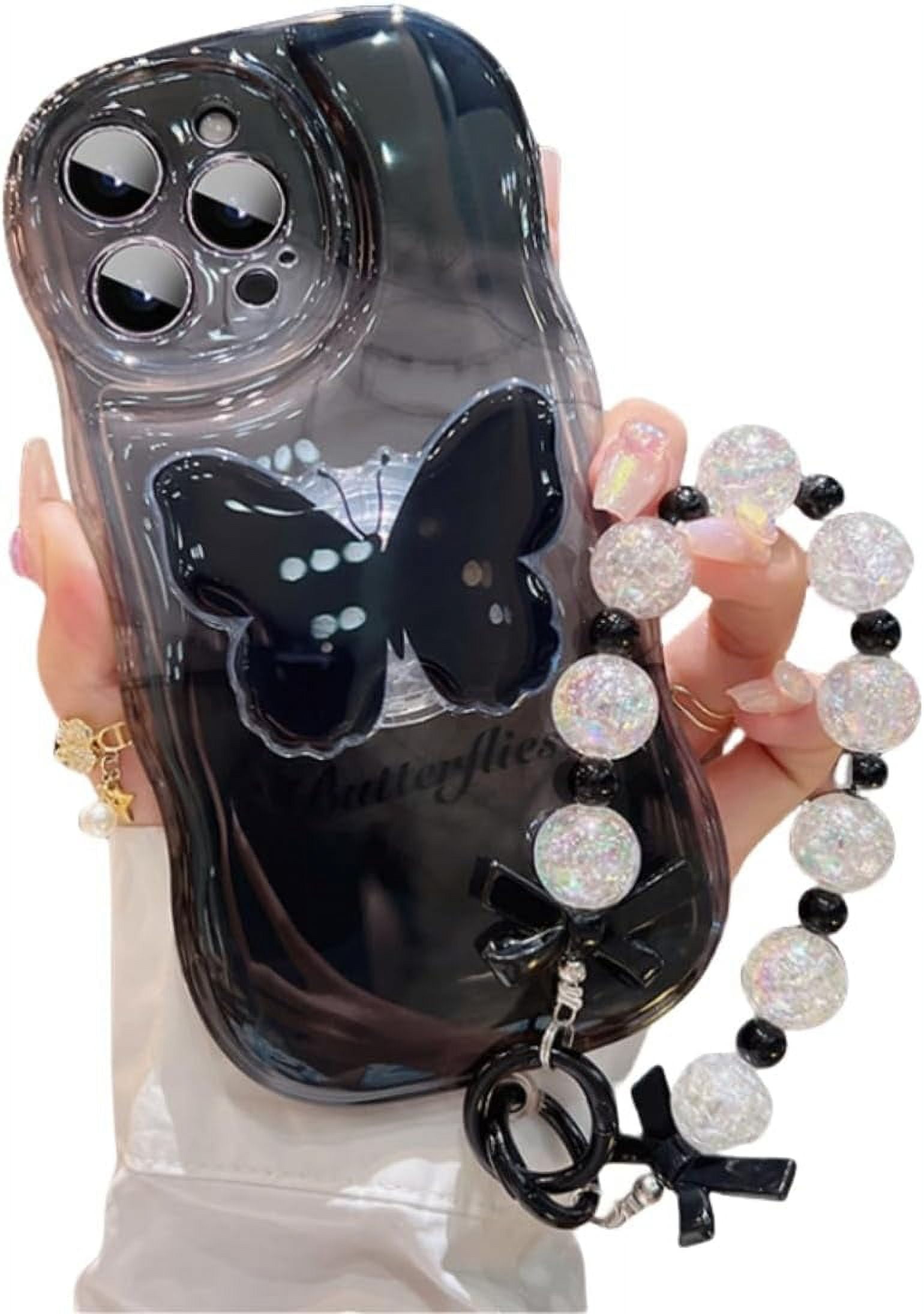 Curly Bezel Butterfly Stand Phone Case with or Without Bracelet, Cute ...