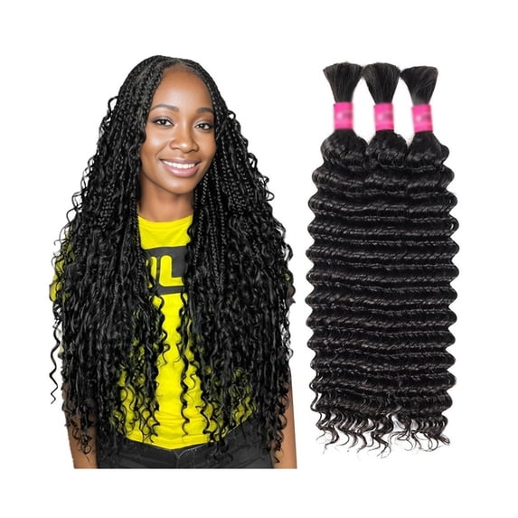 Curly Bulk Human Hair for Boho Braids No Weft Deep Wave Braiding Hair ...