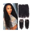 Curly Bundles with 4×4 Closure Deep Wave Malaysian Human Hair ...