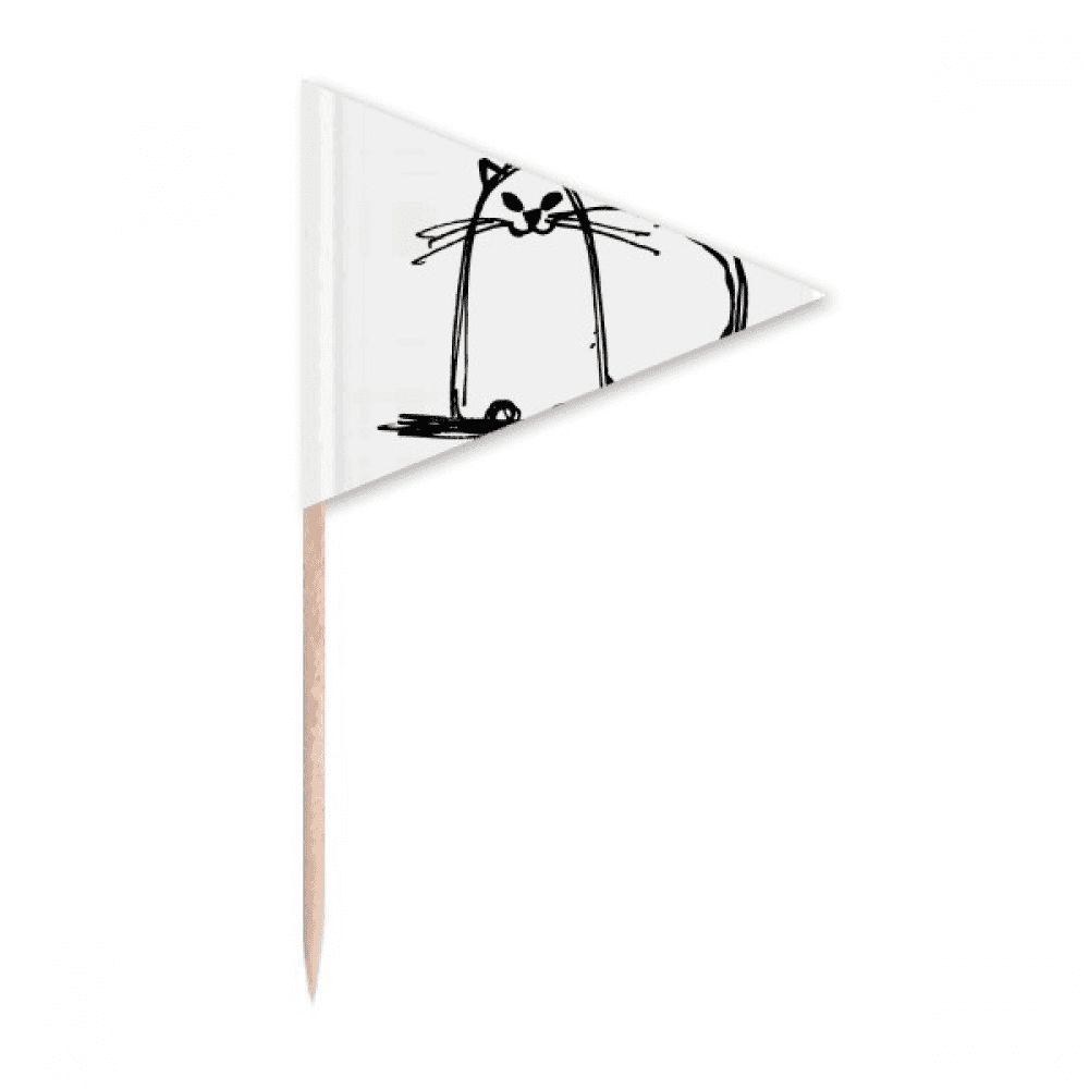 Curly Cat Sle Sit Line Art Deco Fashion Toothpick Triangle Cupcake ...