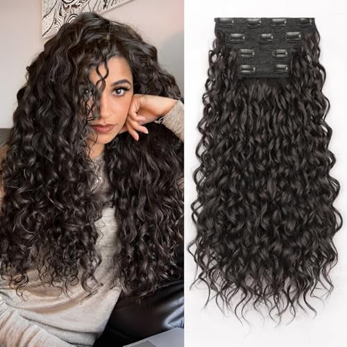 Curly Clip in Hair Extensions,4PCS 20 Inch Hair Extensions long Soft ...