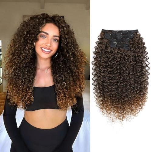 Curly Clip in Hair Extensions Clip Ins for Women,6PCS Deep Wave Protein ...