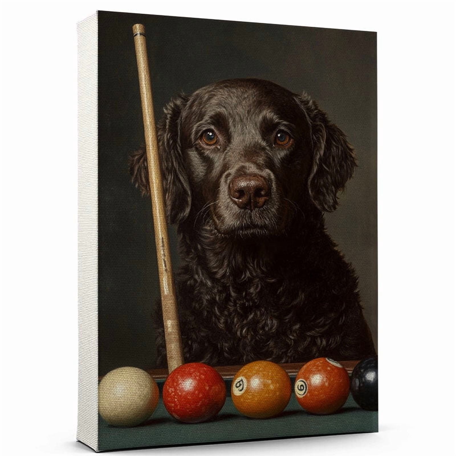 Curly Coated Retriever Dog Stretched Canvas Size 8x12 Billiards Canvas ...