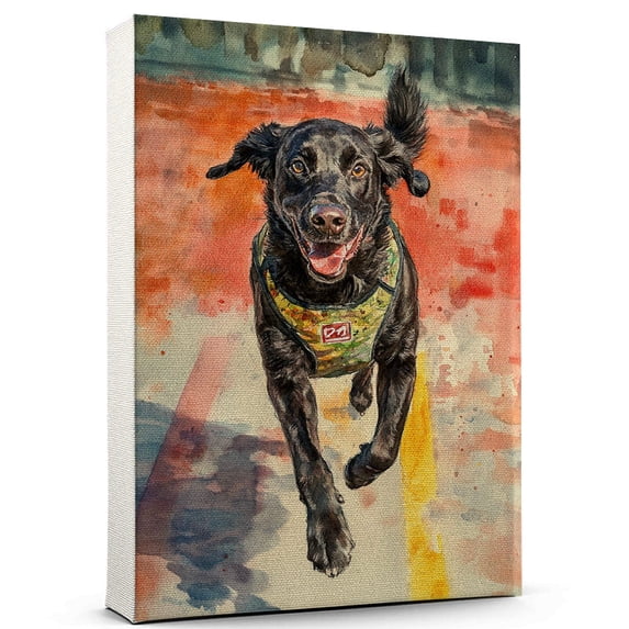 Curly Coated Retriever Dog Stretched Canvas Size 8x12 – Running Theme ...