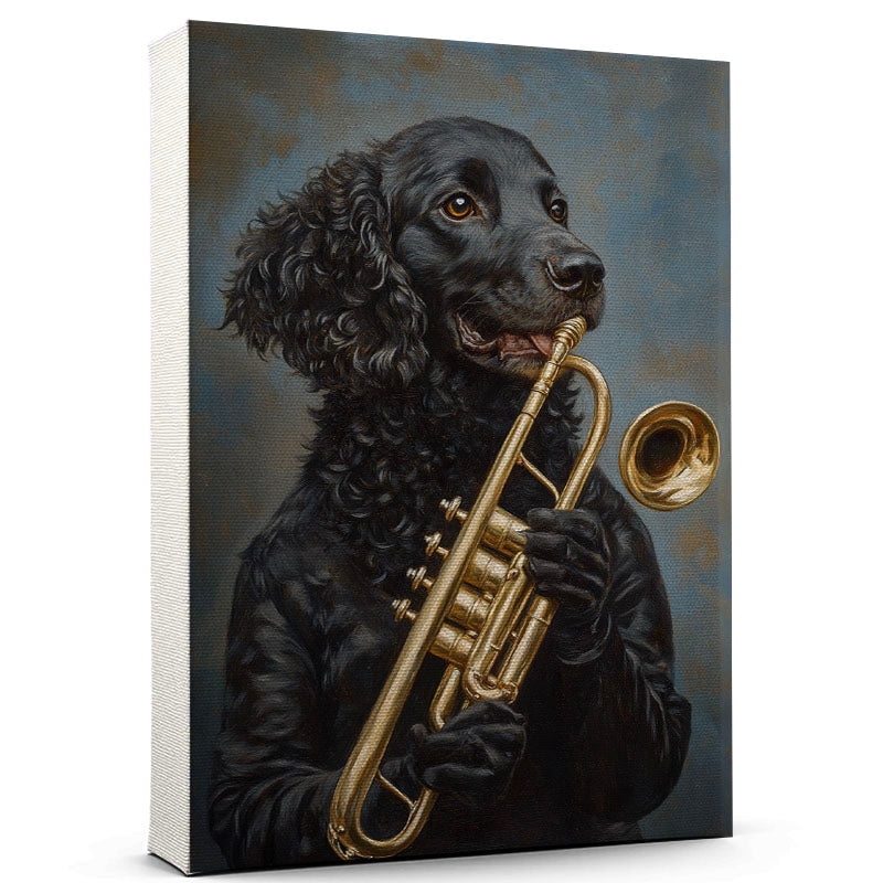 Curly Coated Retriever Dog Stretched Canvas Size 8x12 Trumpet Canvas ...