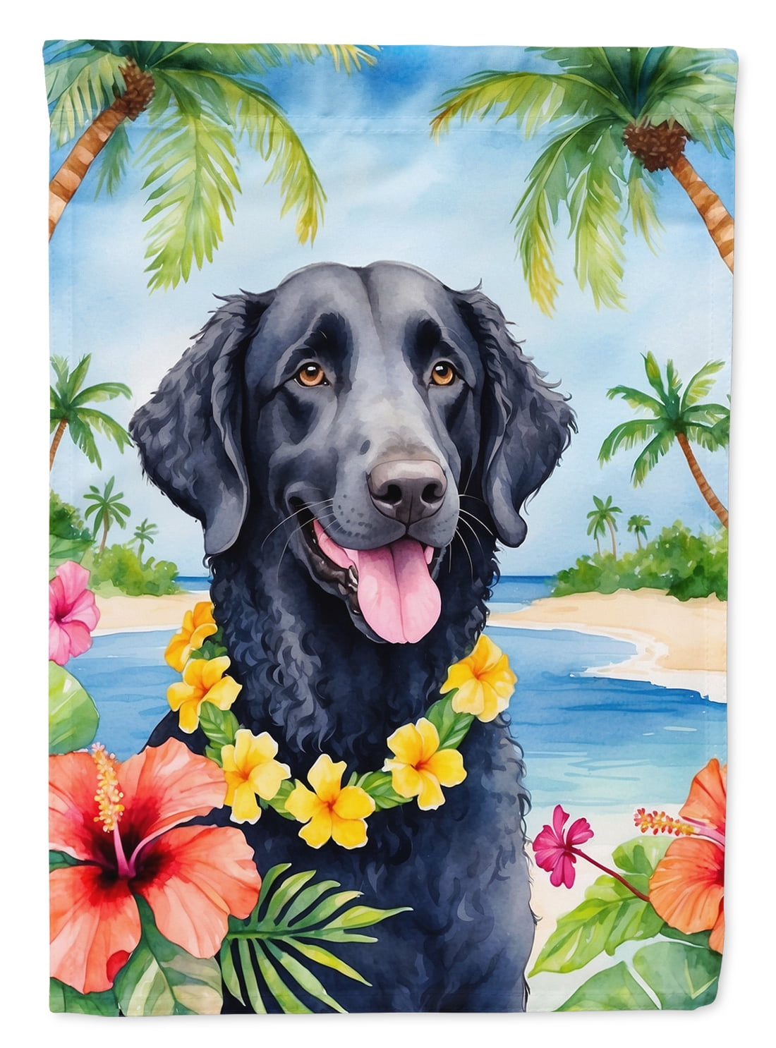 Curly-Coated Retriever Luau House Flag - Walmart.com