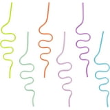 Servette Home Curly Drinking Straws, 6 Pack, Plastic Reusable Loops ...