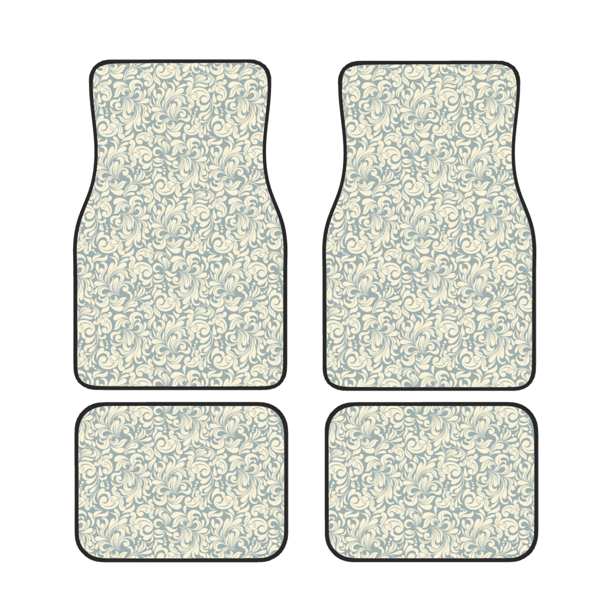 Curly Floral Leaf Pattern Background Universal Fit Carpet Floor Mats ...