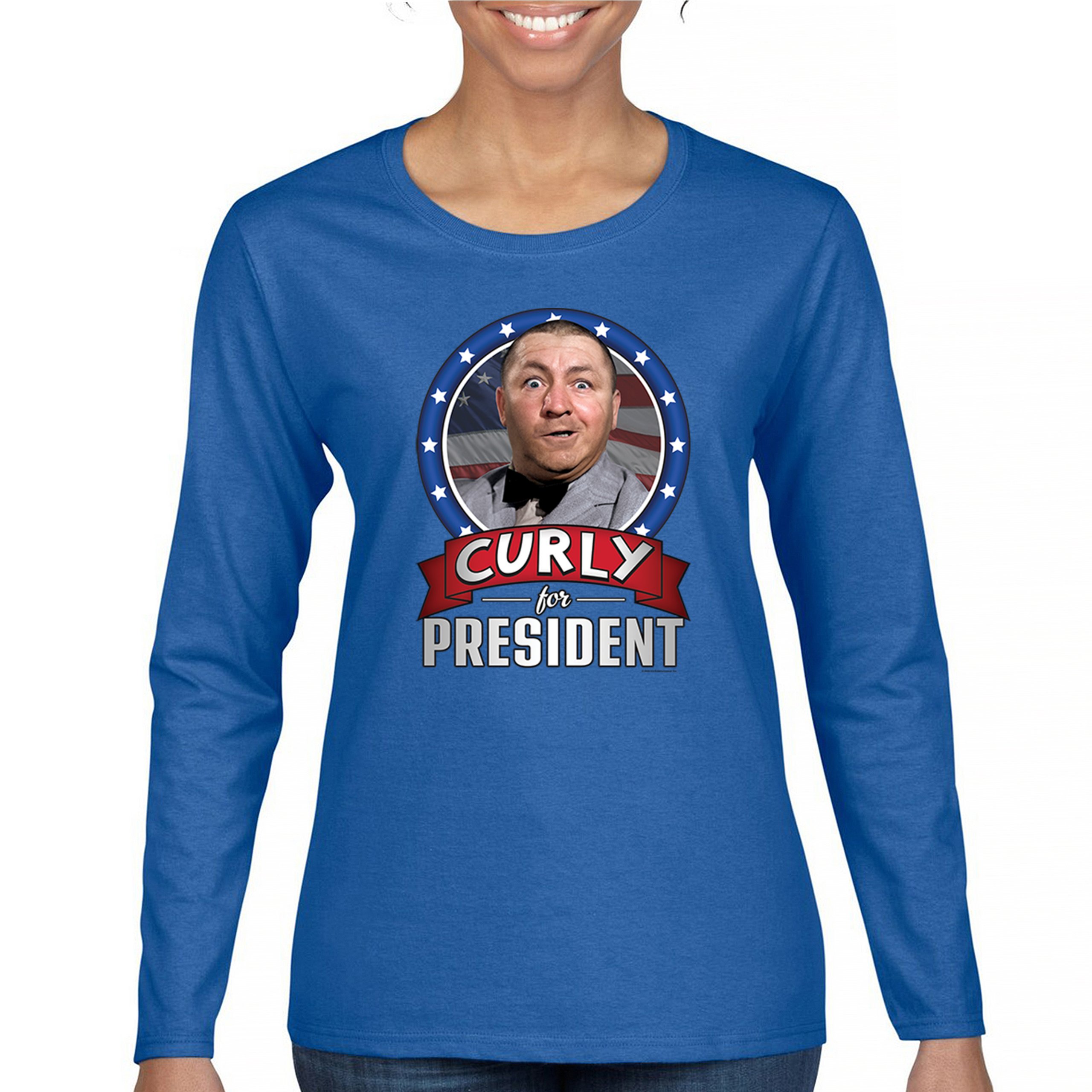 Curly For President Women's Long Sleeve T-shirt The Three Stooges Funny ...
