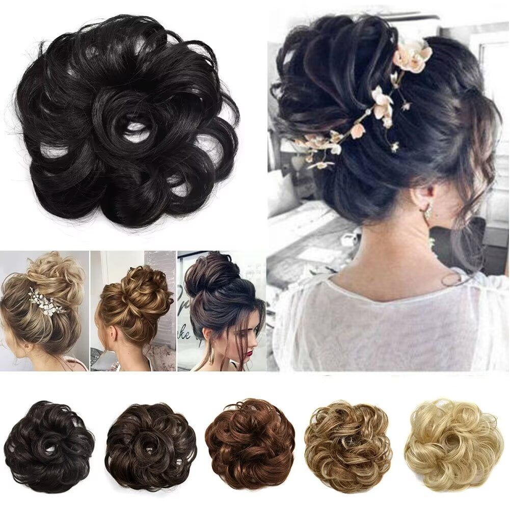 Curly Hair Bun Messy Synthetic Chignon Hairpiece Hair Bun Extensions ...