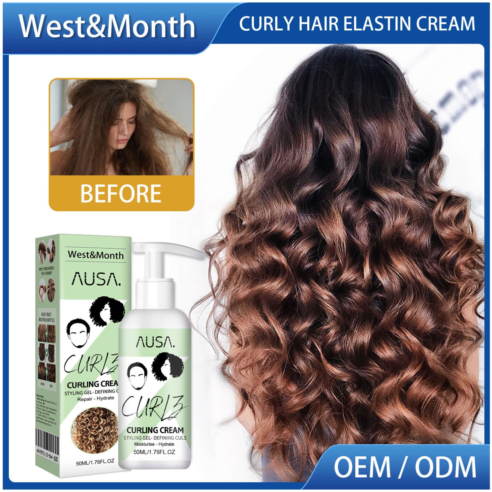 Curly Hair Elastin Cream | Defines & Enhances Natural Waves | Protein ...