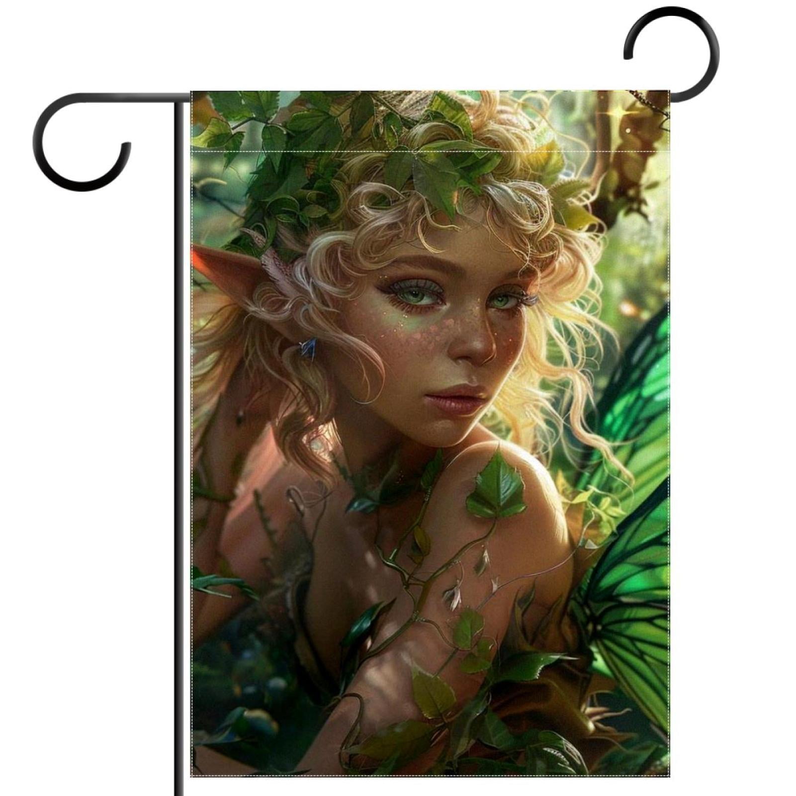 Curly Hair Fairy Garden Flag 12x18 Inch Double Sided Outdoor Yard ...