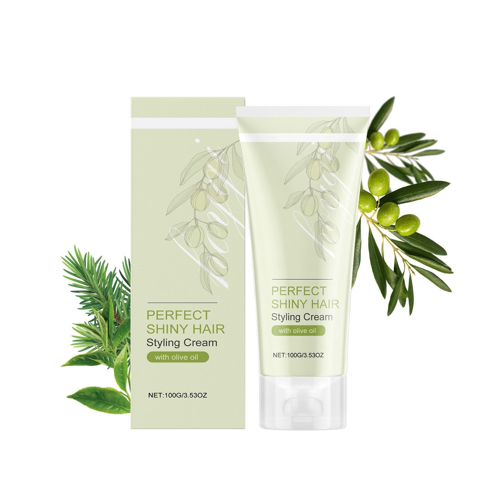 Curly Hair Styling Cream, Olive Oil Foam for Frizz Control & Natural ...