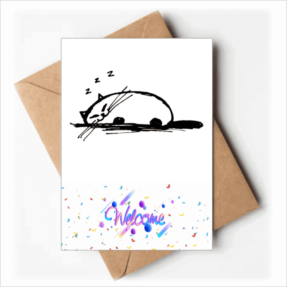 Curly Heavy Cat Sle Line Welcome Back Greeting Cards Envelopes Blank ...