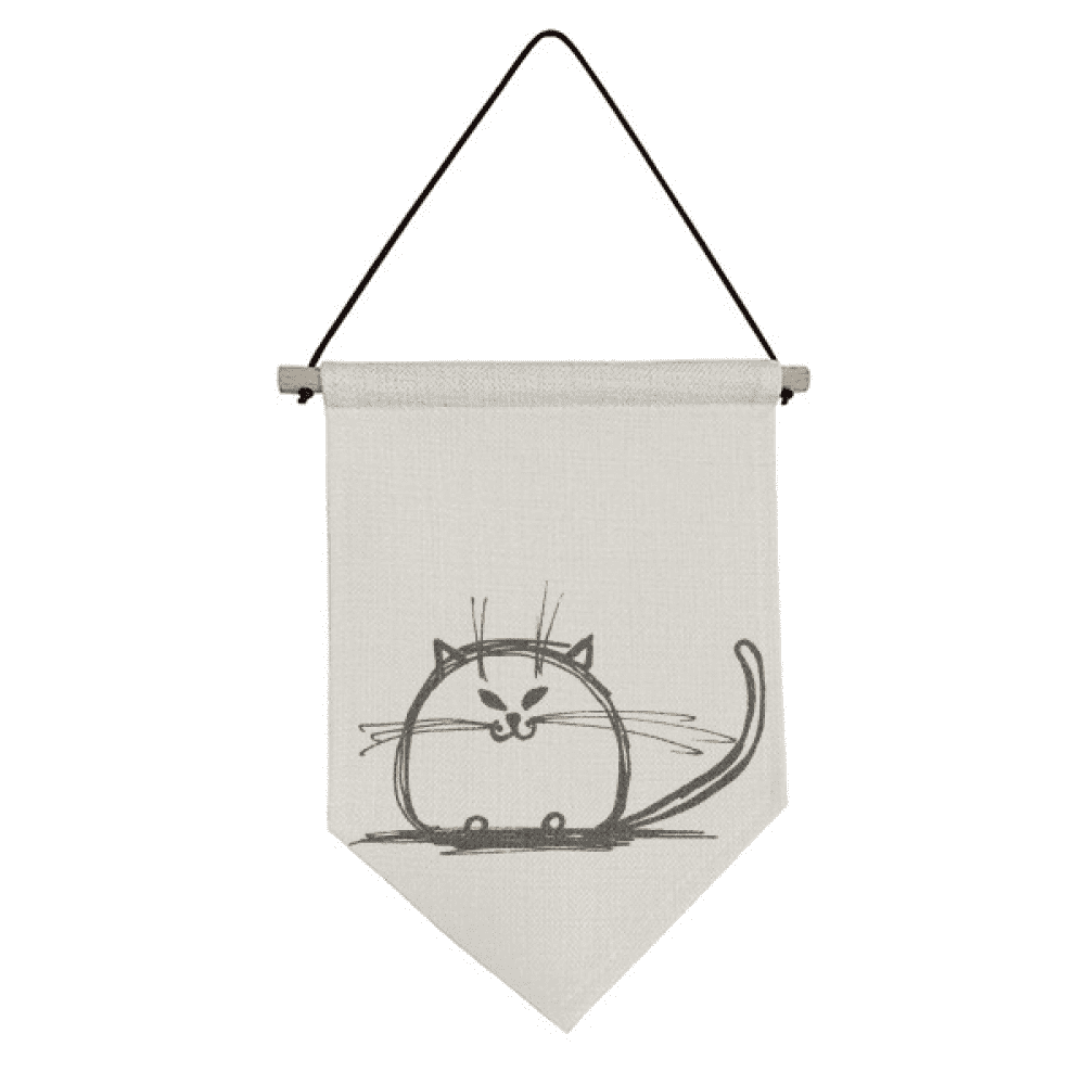 Curly Heavy Cat Sle Sit Line Canvas Flag Hanging Wall Art Decor Banner ...